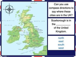 Locating UK cities using compass directions - KS1/KS2 | Teaching Resources