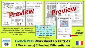 French Pets Worksheets | Teaching Resources