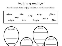 ie, igh, y and i_e - Phonics Worksheet - KS1 | Teaching Resources