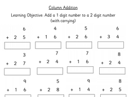 Column addition with carrying | Teaching Resources