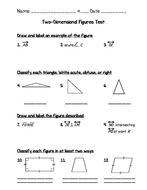 Two Dimensional Figures Test (Go Math Chapter 10 4th Grade) | Teaching ...