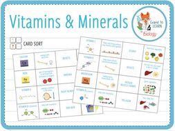 Vitamins and minerals - Card sort (KS3/KS4) | Teaching Resources