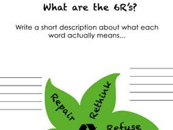 6R's 6Rs Activity Sustainability ESDGC KS3 KS4 Design & Technology ...