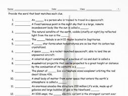 Space-Astronomy Matching Worksheet | Teaching Resources