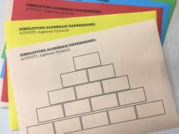 Simplifying algebraic Expressions - Pyramid | Teaching Resources