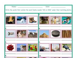 Word Family Sounds OO-OOD Worksheet | Teaching Resources