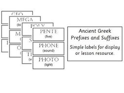 Ancient Greece - Prefixes and Suffixes Labels | Teaching Resources