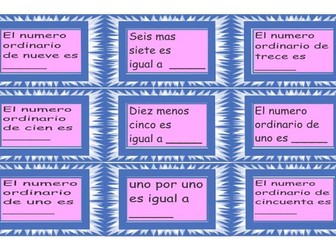 Cardinal and Ordinal Numbers Spanish 4 Worksheet-2 Game-1 Exam Bundle ...