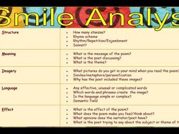Unseen Poetry Comparison SMILE Analysis | Teaching Resources