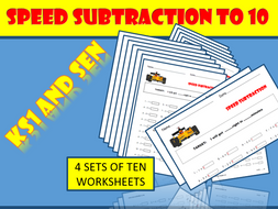 KS1 / SEN Maths. Number Bonds to 10: Subtraction Worksheets | Teaching ...