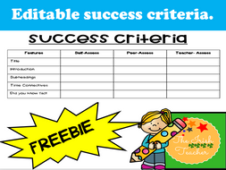 Editable Success Criteria | Teaching Resources
