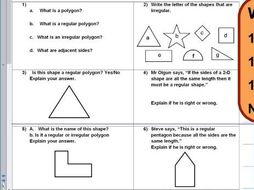 Regular and irregular polygons - reasoning- ks2 year 5 & 6 - SATS style - WORKSHEET ONLY ...