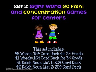 ALL Go Fish! Concentration Sight Word CCSS Bundle Plus Word Families ...