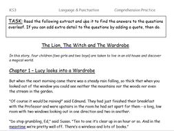 The Lion, the Witch and the Wardrobe - Chapter 1 Comprehension ...