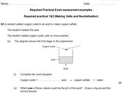 Exam questions on AQA Chemistry required practical 1&2 (Making Salts ...