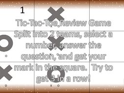 Tic-Tac-Toe Review Game 9 Questions | Teaching Resources