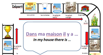 Rooms in the house (French) - dice game | Teaching Resources