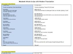 Macbeth - Whole script with translation | Teaching Resources