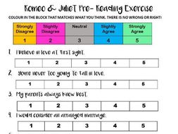 Agree or Disagree? Romeo and Juliet Pre- Reading Exercise FREEBIE ...