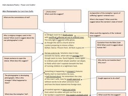 War Photographer by Duffy - GCSE Worksheet (AQA Poetry - Power and ...