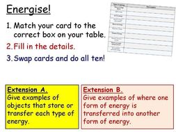 Energy Stores and Transfers Year 7 Lesson PowerPoint (KS3 7Ib) Energy ...
