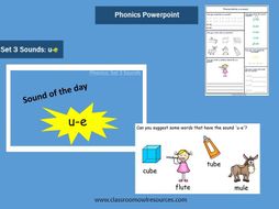 Phonics Powerpoint & Worksheet - u-e sound | Teaching Resources