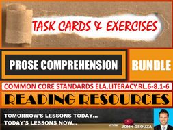 PROSE READING COMPREHENSION - TASK CARDS AND EXERCISES : BUNDLE ...