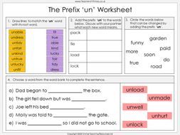 The Prefix 'un' - Year 1 | Teaching Resources
