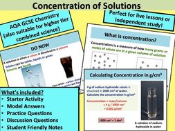GCSE Chemistry: Concentration of Solutions | Teaching Resources
