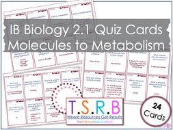 Molecules to Metabolism Quiz Cards (IB Bio 2.1) | Teaching Resources