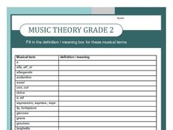 GRADE TWO MUSIC THEORY WORKSHEET - FILL IN THE DEFINITIONS | Teaching ...