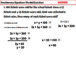 Simultaneous Equations - Elimination | Teaching Resources