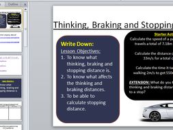 Complete lesson on Thinking, Braking and Stopping Distance with Lesson ...