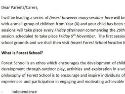 Letter to Parents explaining Forest School (Outdoor Learning ...