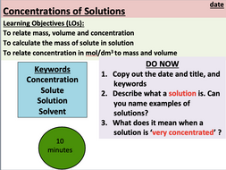 GCSE Chemistry: Concentration of Solutions by ja2010 | Teaching Resources