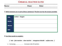 Chemical reaction rates " Worksheet" | Teaching Resources