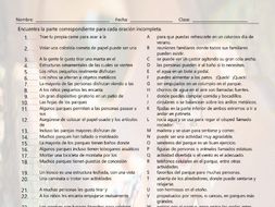 Park Things and Activities Sentence Match Spanish Worksheet | Teaching ...