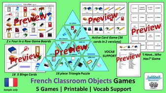 French Classroom Objects Games (Les Objets de la Classe) | Teaching ...