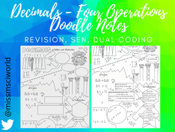 Decimals - Four Operations - Maths Doodle Notes | Teaching Resources