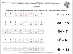 Algebra Y6 - Sequences and Formulae Free Taster | Teaching Resources