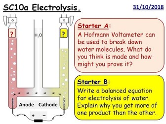 Electrolysis: 5 GCSE Chemistry Lessons. Edexcel 9-1 Topic CC10 SC10 ...