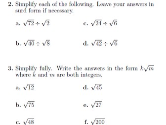 Indices and surds 2 | Teaching Resources