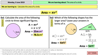 The area of a circle by cparkinson3 | Teaching Resources