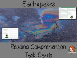 Earthquake Reading Comprehension Cards | Teaching Resources