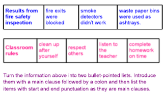 colons, commas and semi colons in lists | Teaching Resources