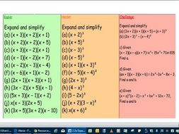 Expanding triple brackets | Teaching Resources