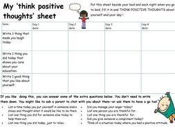 My 'Think positive thoughts' Sheet | Teaching Resources