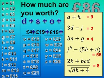 Substitution into Formulae Resources | Tes