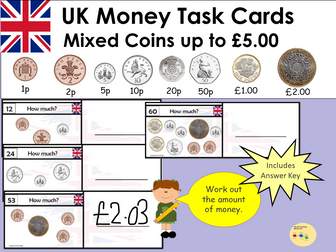 UK British Money Bundle Worksheets Task Cards | Teaching Resources