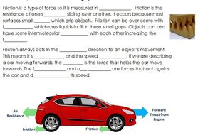 Differentiated Friction fill in the gaps | Teaching Resources